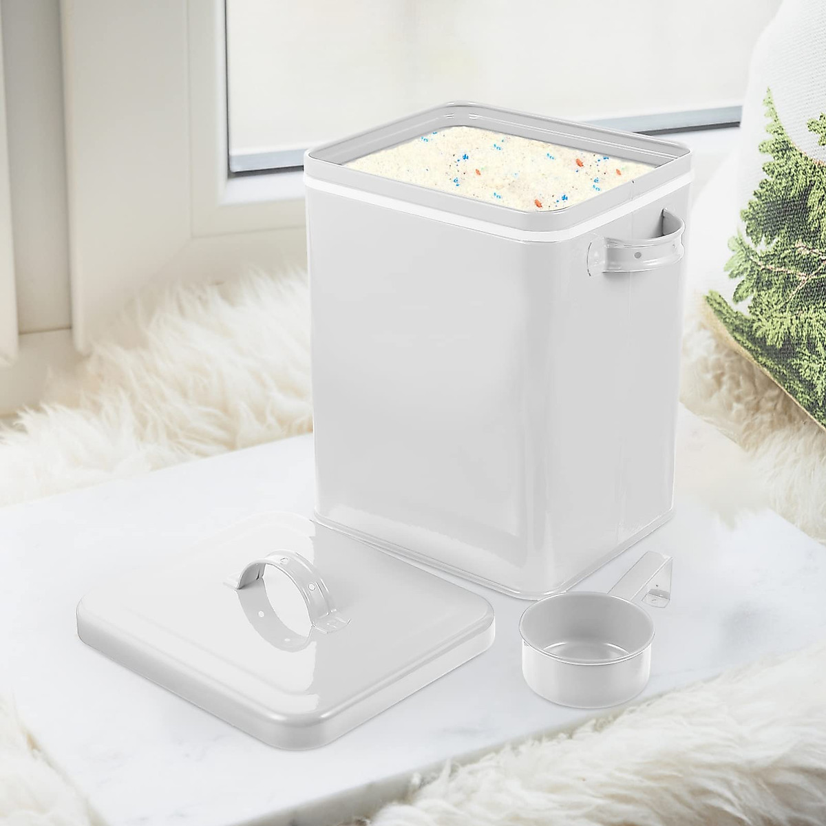 Box Kitchen Storage Bucket Rice Storage Bin Rice Dispenser Powder Soap Containers Storage Container with Lid Sealed Container White Locker Washing Powder Iron