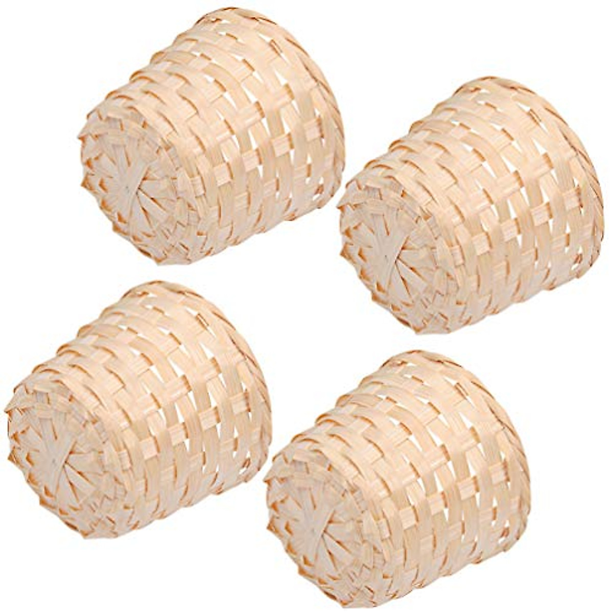 Garneck Flower Pot Holder 4pcs Mini Wicker Basket Sets Small Bamboo Baskets Hand-Held Woven Storage Plant Pot Grocery Basket Flower Plant Basket