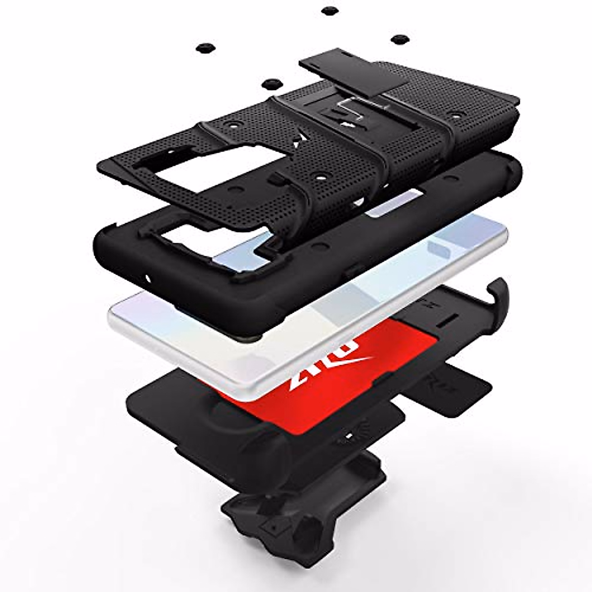 ZIZO Bolt Series for LG Stylo 6 Case with Screen Protector Kickstand Holster Lanyard - Black & Black