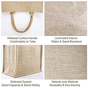HEVMEVENI 8 Large Burlap Tote Bags Bulk, Reusable Jute Tote Bag with 10Yd Ribbon Blank Burlap Gift Bag with Handle Waterproof Beach Tote Bag for Shopping Bridesmaid Gift Bag 12.2''x10.6''x6.3''