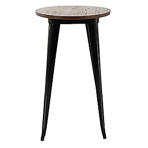 Brage Living 42" Round Metal Dining Table with Elm Wood Top