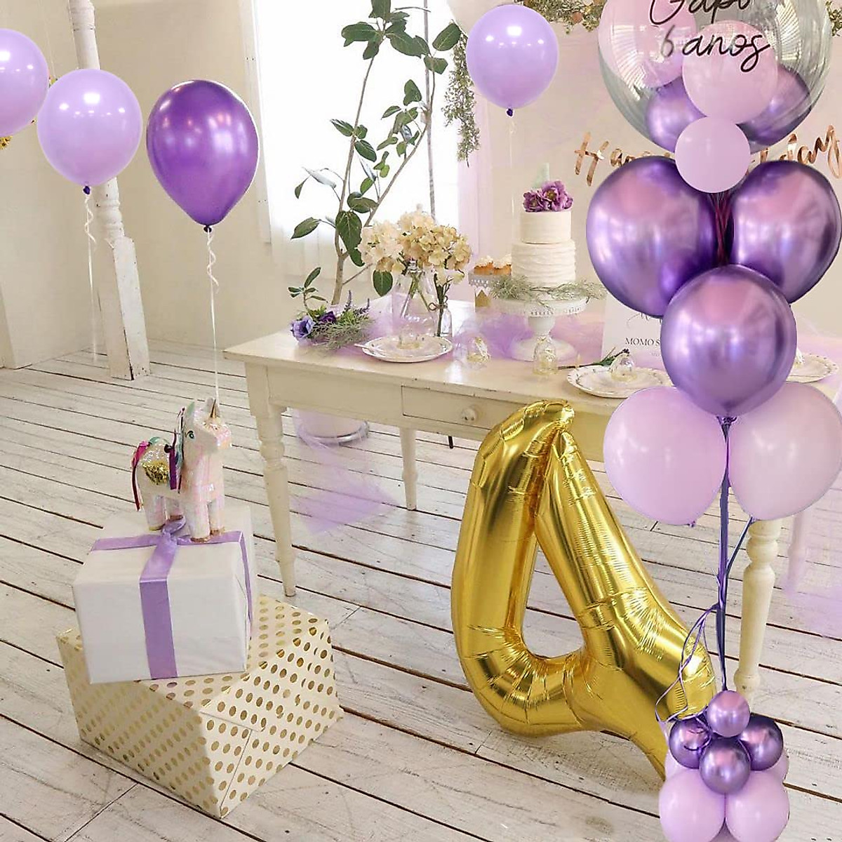 Purple Balloons Metallic Purple Balloon, 50 Pcs 12inch Lavender Purple Lilac Confetti Balloons Purple Metallic Balloons for Birthday Baby Shower Bridal Shower Wedding Party Decorations