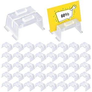 GlikCeil 100 Pack Sign Clips Merchandise Sign Reusable Plastic Name Card Price Card Tag Label for Table Pantry Retail Shopping Mall Store Supermarket UPC Price Card & Ticket Display