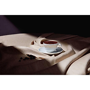 Arzum Okka Turkish Coffee Cups, Set of 2, Porcelain, in Black Giftbox,White