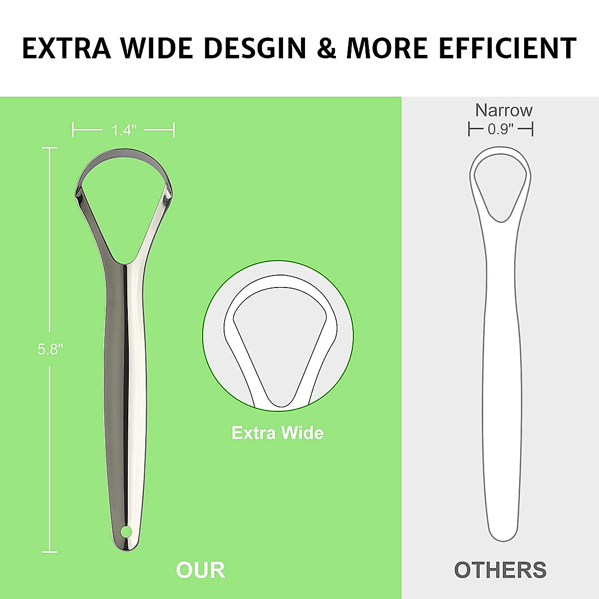 Stainless Steel Tongue scraper for Adults and Kids, Fights Bad Breath, 2 Pack Tongue Cleaner with Travel Case, Great for Oral Care, Non-Synthetic Metal Handle, Easy to Clean