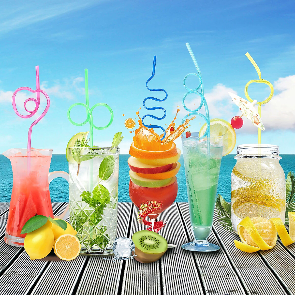 36 Pcs Crazy Straws, Colorful Funny Straws for Kids Reusable Silly Straws for Kids, Great for Parties and Birthday Party