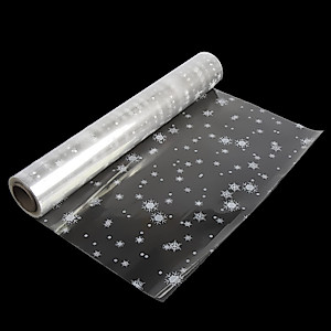 SULOLI Christmas Cellophane Wrap Roll - 32 In x 99 Ft Snowflakes Christmas Wrapping for Gifts Flowers Hampers Baskets