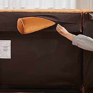 Dreamsir 78'' W Velvet Sofa, Mid-Century Love Seats Sofa Furniture with Bolster Pillows, Button Tufted Couch for Living Room, Tool-Free Assembly (Sofa, Ginger)