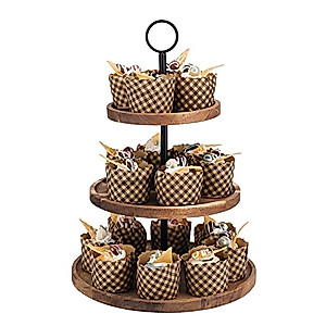 3 Tier Cupcake Stand, Wood Tiered Serving Tray Cupcake Tower, Serving Stand Display Dessert Cookie Candy Buffet Holder for Home Tea Party, Wedding, Farmhouse Decor, Tea Party Decor, Kitchen Decor