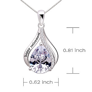 ALOV Jewelry Sterling Silver happy retirement Cubic Zirconia Pendant Necklace