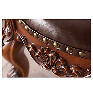 LLLY Footstool,European Classical Creative Footstool Sofa Stool, Living Room Coffee Table Stool Oil Wax Leather Cushion, Soft and Comfortable (Color : White-Patch Five-Pointed star4)