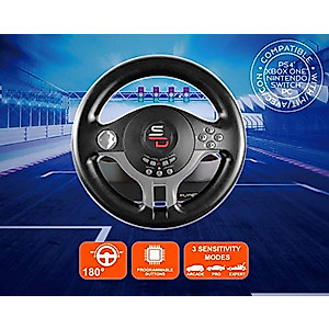 Superdrive - racing Driving Wheel with pedals and gearshift paddles for nintendo Switch - Ps4 - Xbox One - PC - Ps3