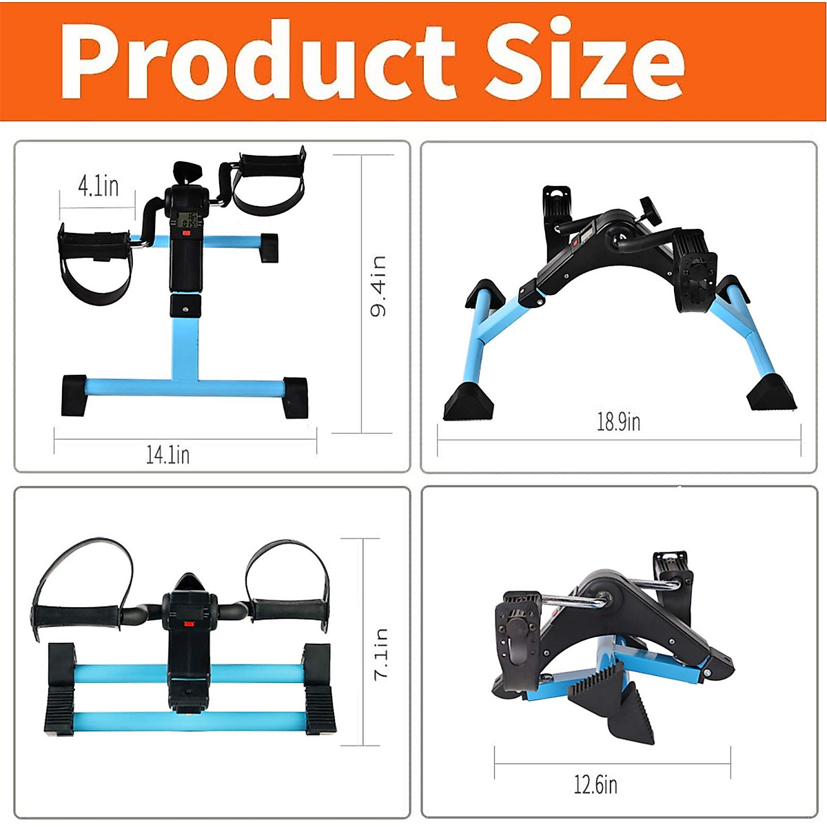 IPKIG Under Desk Bike Pedal Exerciser for Arm/Leg Fitness Folding Mini Exercise Bike Portable Home Desk Cycle (Blue)