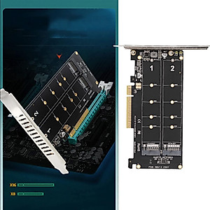 Adapter Card, NVME SSD and M.2 PCIE Interface Device, 2 X 32Gbps Full Speed Signals, M.2 Hard Disk Interface, PCIe X8 Interface Thickening Technology for Home Computers(Black)