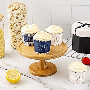 Rae Dunn Paper Cupcake Baking Cups - 60 Pack 6 Oz Greaseproof and Oven Proof Disposable Large Cupcake Liners and Muffin Cups - For Birthdays, Parties and Baby Showers (Cake/Cupcake/Delish)