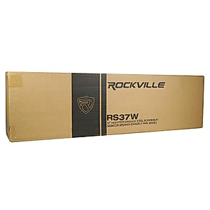 Rockville Pair 37" Steel Bookshelf Speaker/Studio Monitor Stands-White (RS37W V2)