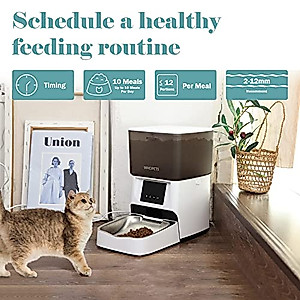 Automatic Cat Feeder, WHDPETS WiFi Enabled Smart Pet Feeder for Cats & Dogs, Auto Cat Food Dispenser with Stainless Steel Bowl, Silicone Dog Bowl, Feeding Mat, APP Control, 10s Voice Recorder