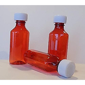 Graduated Oval 8 Ounce Amber RX Medicine BPA Free Plastic Bottles with Caps-Pharmaceutical Grade-6 Pack 6 Bottles 6 Caps