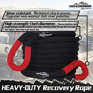 Innocedear 1"×30ft Recovery & Tow Rope Strap,Kinetic Energy Rope,Offroad Power Stretch Snatch Rope,Heavy-Duty Vehicle Recovery Rope,for Jeep car Truck ATV UTV SUV