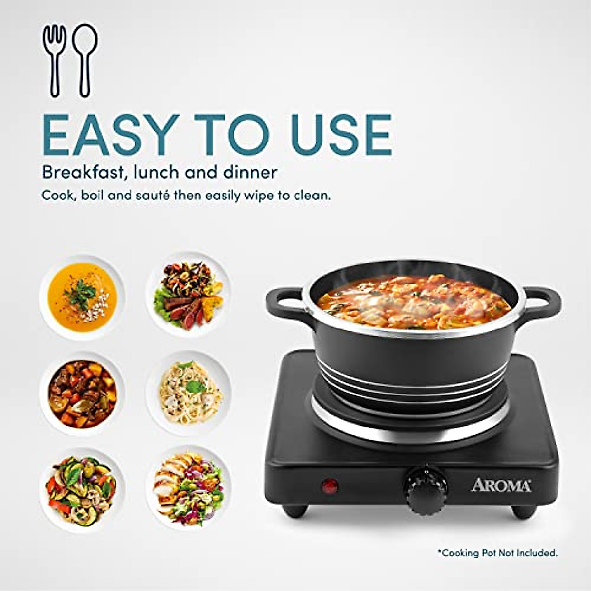 Aroma Housewares AHP-303 Single Burner Hot Plate, Black