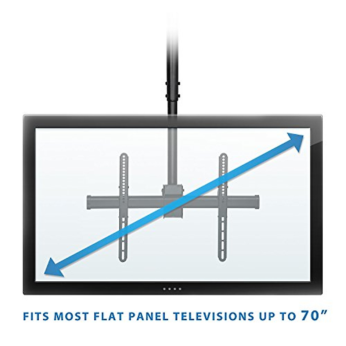Mount-It! TV Ceiling Mount Bracket, Adjustable Height Full Motion 360 Deg Rotation Tilting Swiveling for Flat Panel LCD LED OLED Plasma TVs, Fits up to 75 Inch TVs, 110 Pound Capacity, Black (MI-509B)