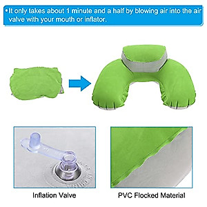 PATIKIL Travel Neck Pillow, U Shaped Pillow Portable Head Neck Support Travel Neck Flight Pillow with Storage Pouch for Airplane Train Office, Green
