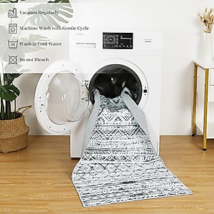 JOLENE.K Modern Area Rug 2x6 Boho Rug Hallway Rug Washable Rugs Runner Gepmetric Carpet Non-Slip Kitchen Runner Rug Distressed Rubber Backing Runners Carpet for Entryway Bedroom Laundry Room