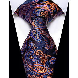 YourTies Rust Paisley Ties for Men Jacquard Woven Silk Necktie 3.15'' Formal Burnt Orange Tie for Wedding Business Party