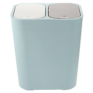 BESPORTBLE Classified Trash Can Dual Compartment Wet Dry Classified Rubbish Bin Waste Can Dustbin Trash Bin Recycle Garbage Container for Home Toilet, Blue