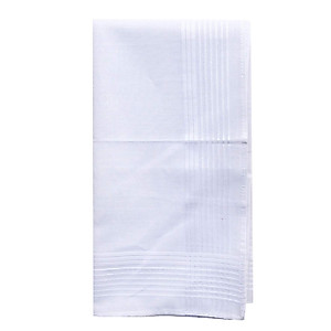 MemoryHanky 100% Cotton Mens Handkerchiefs White Woven Fashion Stripes