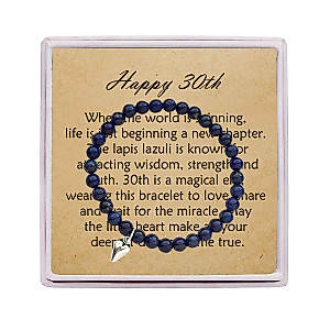 OFGOT7 30th Birthday Gifts for Women Turning 30 – Bead Bracelet with Message Card & Gift Box - Thirtieth