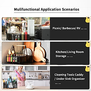 OOKUU Large Grill Caddy, BBQ Caddy with 2 PCS Paper Towel Holder, Picnic Condiment Utensil Caddy for Outdoor Camping, Barbecue Accessories Storage Organizer for Griddle Grilling Tool,Camper Must Haves