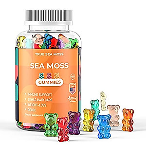 Organic Sea Moss Gummies – Contains Irish Sea Moss + Burdock Root + Bladderwrack – 60 Gummies for Stronger Immune, Healthier Skin & Hair, Detox – Great for Kids & Adults, Made in USA (1)