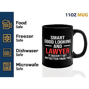 Lawyer Coffee Mug 11oz Black -Smart Lawyer - Funny Defense Attorney Court Law Degree for Lawyers Graduate Law Student