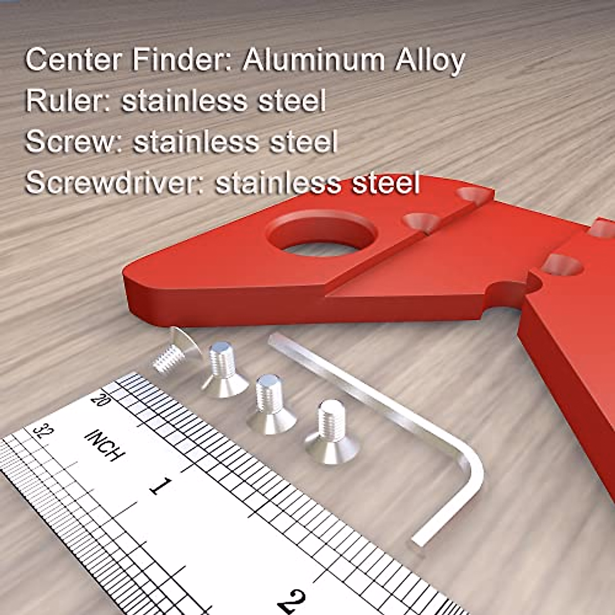 EIGNO Center Scribe Gauge Center Scribe Measuring Tool，Aluminum Alloy Center Finder,Woodworking Line Caliber Gauge,45/90 Degree Right Angle Line Gauge Carpenter Ruler，Removable and Replaceable Ruler.