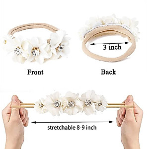 BFNAAgirl Baby Girl Floral Headband Nylon Flower Crown Elastic Hairband 3pcs Hair Accessories Gift for Girls (30#)