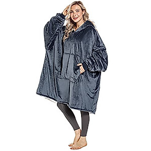 VAZABEL® Oversized Microfiber Wearable Blanket, Multifunctional Blanket Hoodie, Gift wrap, Christmas Gift, One Size Fits All (Blue)