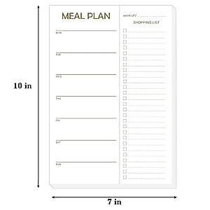 Meal Planner Magnetic for Refrigerator, 7 X 10” Weekly Meal Planning Notepad and Grocery List , Menu Magnet Fridge , 52 Tear Off Sheets