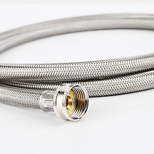 Goseoil Steam Dryer Hose Kit 6 Feet Braided Stainless Steel Hoses With 90 Degree Elbow, 3/4 Inch Fht Fill Hose Steam Dryer Installation Kit