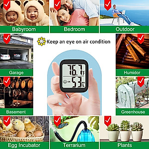 Antonki 2 Pack Room Thermometer for Home, Indoor Hygrometer Humidity Meter Gauge, Digital Temperature and Humidity Sensor Monitor for House, Terrarium, Incubator, Greenhouse - Battery Included