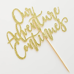 Our Adventure Continues Cake Topper, Travel Theme Wedding Anniversary Party Decor, Engagement/Bridal Shower Cake Decor, Gold Glitter