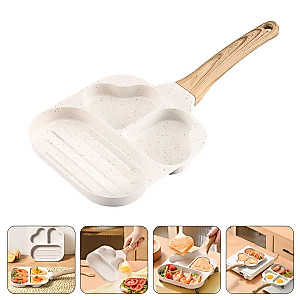 VINTORKY Three in One Pot Kitchen Egg Pan Burger Skillet Pan Japanese Omelette Pan Divided Skillet Daily Use Frying Pan Square Pan 3 Section Pan Griddle Burger Pan Triple Aluminum