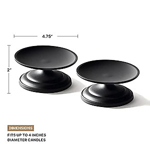 LampLust Candle Stands for Pillar Candles - 2 Pack, Matte Black, Fits up to 4 Inch Diameter Candles, Decorative Candle Plates for Modern Home Decor, 2 Inch Tall, Perfect for Wedding Centerpiece