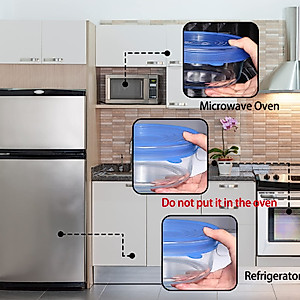 6 Pack Reusable Silicone Stretch Lids, Heat Resistant Various Sizes BPA-free Silicone Bowl Cover Fit Most Containers, Microwave & Dishwasher Use Safe(Blue)