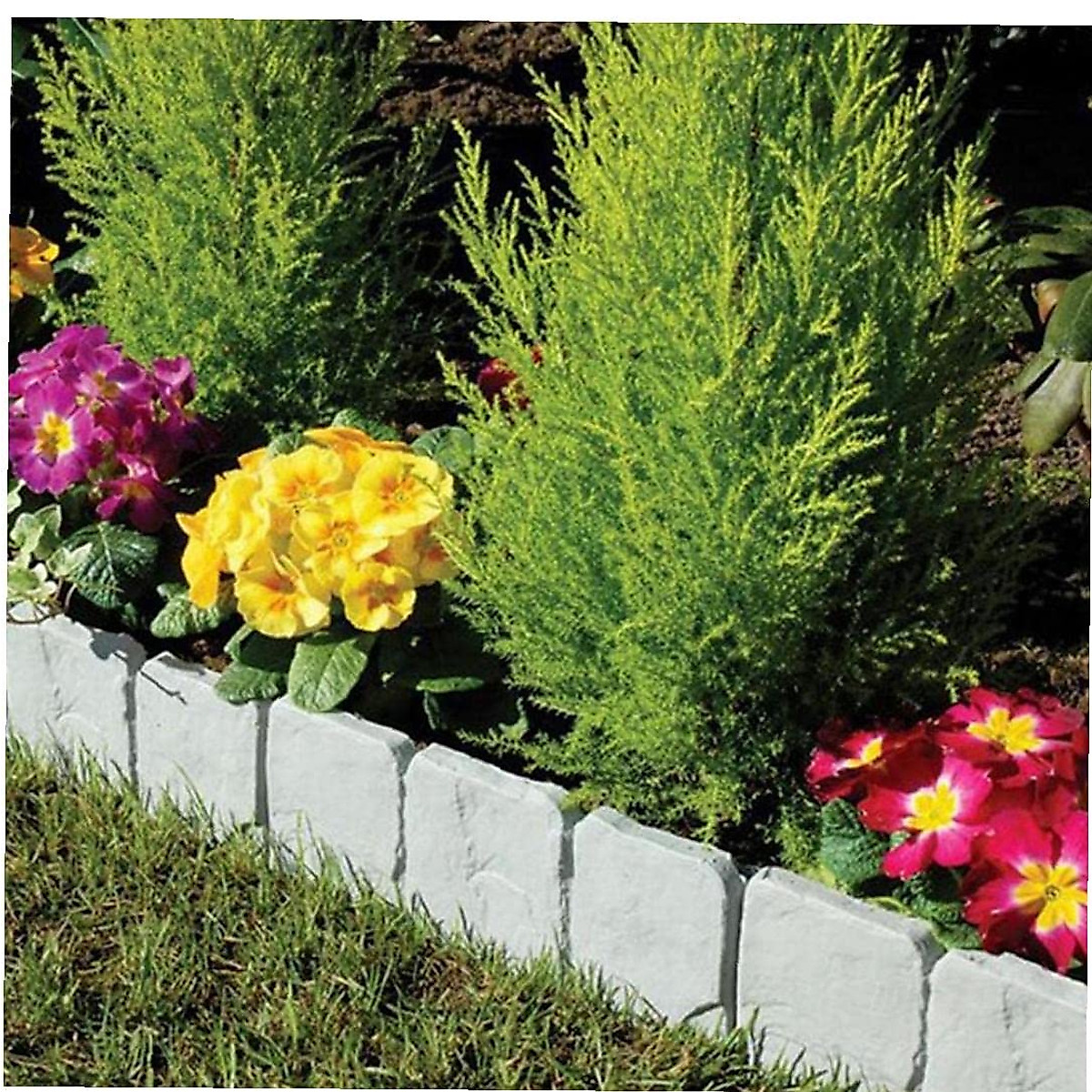 Onsinic 20pcs Lawn Stakes Garden Border Edging Stones Effect Fence Decorative Flower Bed Edging for Lawn Landscape