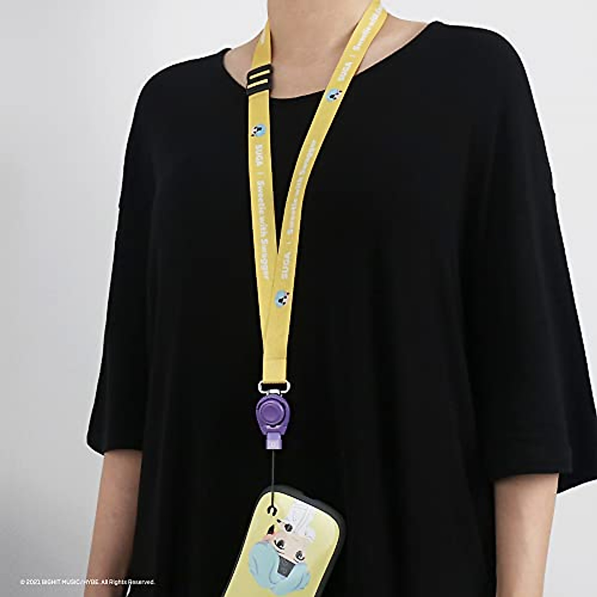 iFace TinyTAN inspired by BTS Cute Character Quick Release Lanyard Neck Strap for ID, Wallet, Smartphone, Camera, etc. (SUGA)