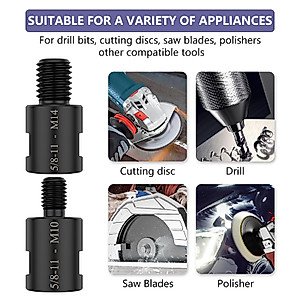 4Pcs Angle Grinder Converter Adapters, 5/8"-11 Female to M14/M10 Male Angle Grinder Adapter Attachments, Thread Adapter Interface Connector for Angle Grinder Polisher, Drill Bit Connecting Tool