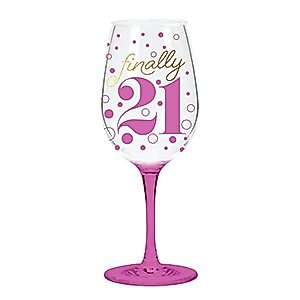 X&O Paper Goods QWGO-20897 21' 21st Acrylic Wine Glass, 12 oz, Finally 21 Birthday