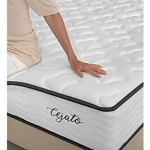 Cejato Full Size Mattress,10 Inch Hybrid Full Mattress in a Box with Memory Foam & Individual Pocket Spring for Pain Relief,Medium Firm White Full Mattresses,CertiPUR-US Certified.