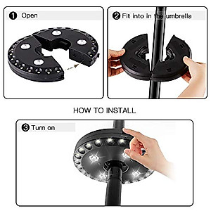 Patio Umbrella Light 3 Lighting Modes Cordless 28 LED Lights at 200 lux- 4 x AA Battery Operated for Patio Umbrellas, Camping Tents or Outdoor Use Forlivese